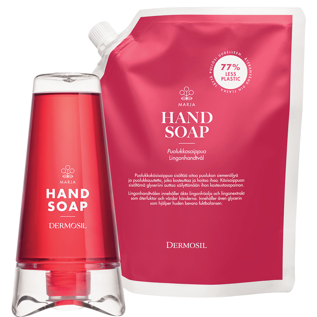 Pirteät puolukat -setti – Ihana saippua ja täyttöpussi - Dermosil